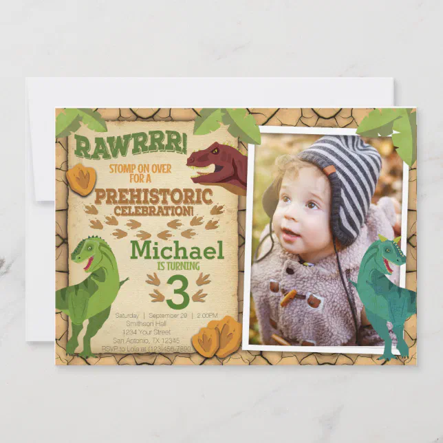 Dinosaur Birthday Invitation, T-Rex Invitation | Zazzle