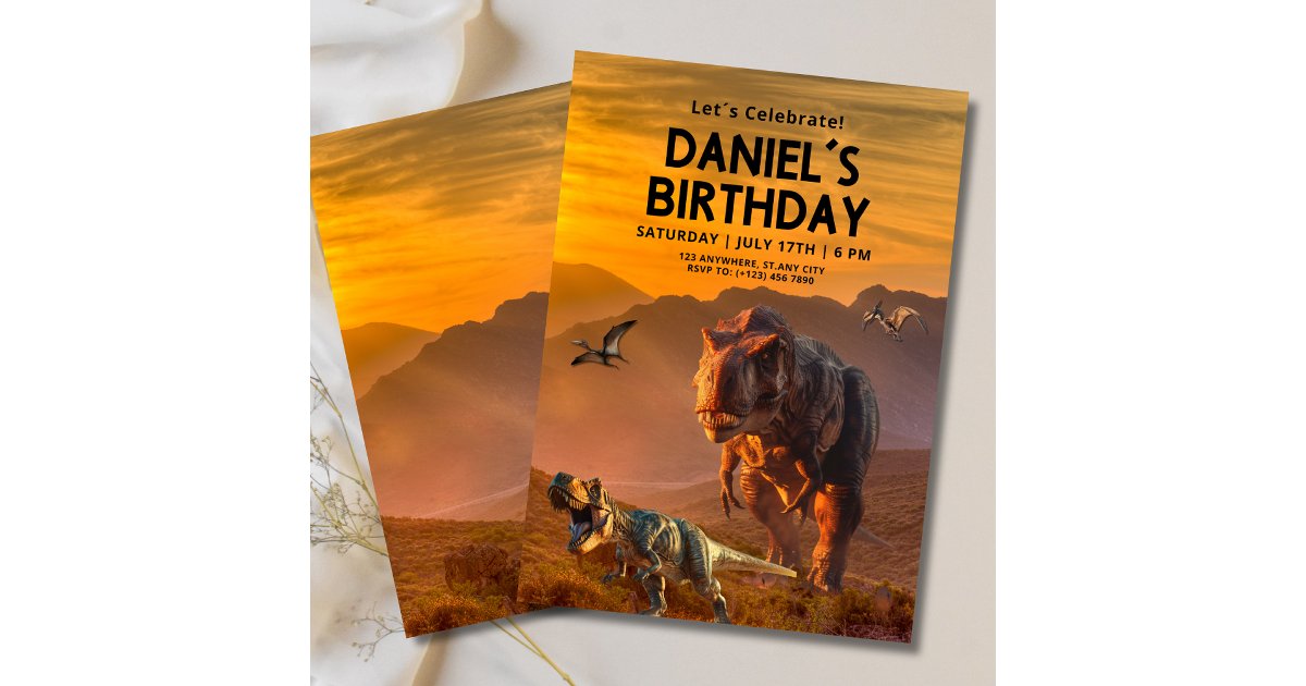 Dinosaur birthday invitation, T Rex Kids Birthday | Zazzle
