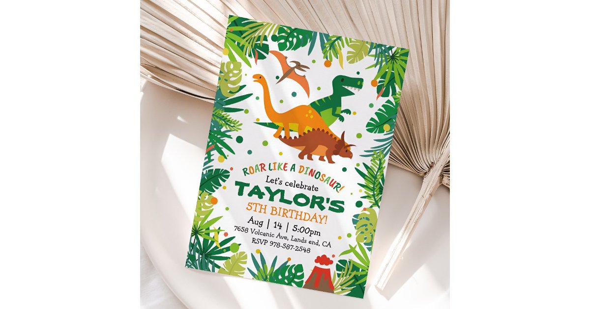 Dinosaur Birthday Invitation T REX Party | Zazzle