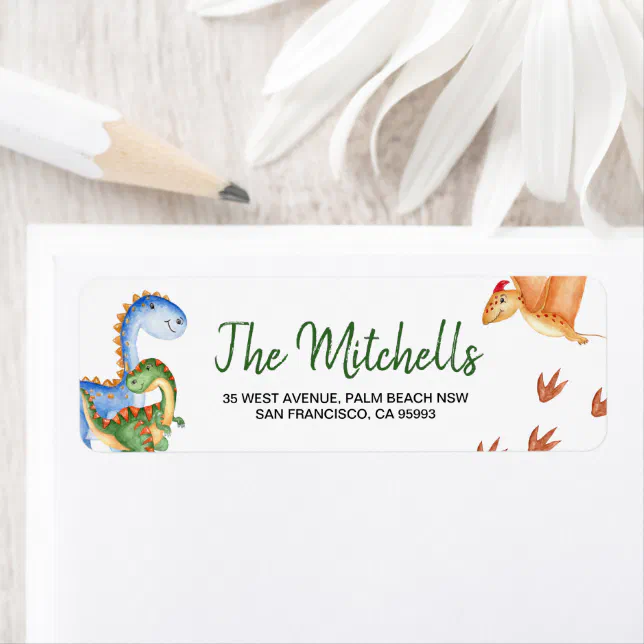 Dinosaur Birthday Label | Zazzle