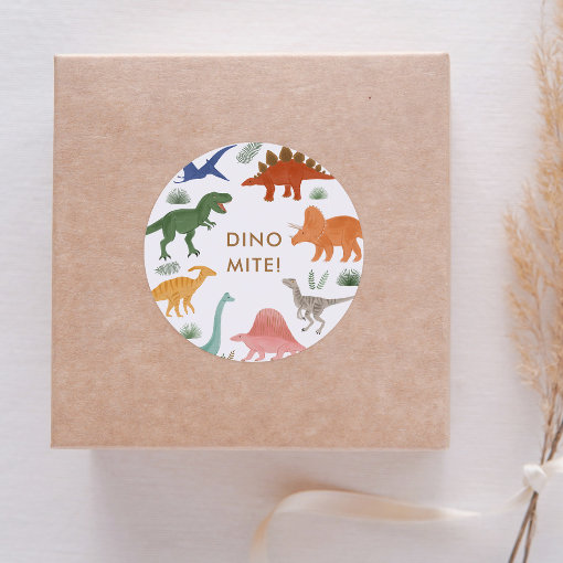 Dinosaur Birthday Party Classic Round Sticker | Zazzle