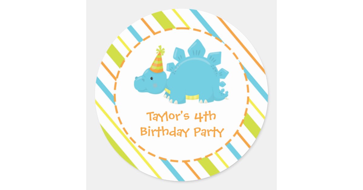 Dinosaur Birthday Party Dino Personalized Sticker | Zazzle