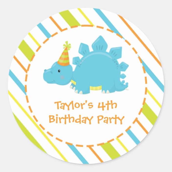 Dinosaur Birthday Party Dino Personalized Sticker | Zazzle.com