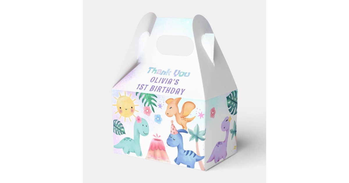 Dinosaur Birthday Party Favor Box | Zazzle