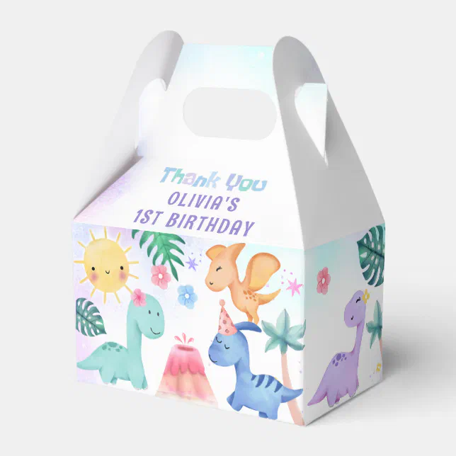 Dinosaur Birthday Party Favor Box | Zazzle