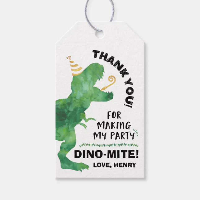 Dinosaur Birthday Party Favor Gift Tags | Zazzle
