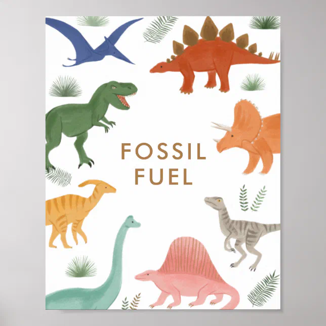 Dinosaur Birthday Party Fossil Fuel Table Sign | Zazzle