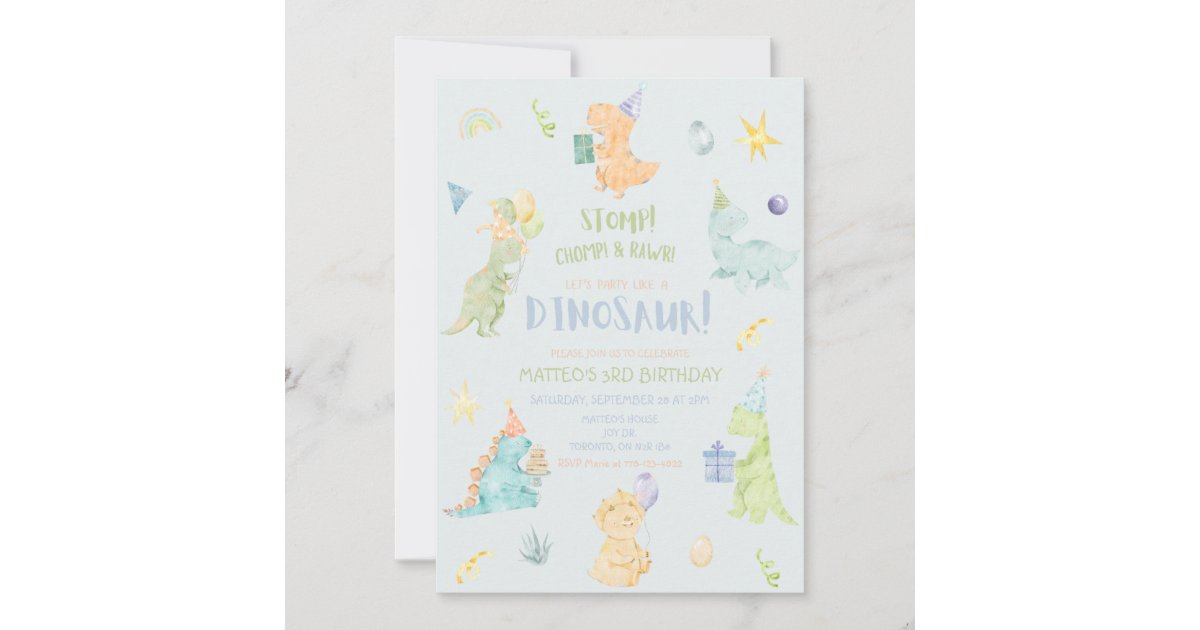 Dinosaur Birthday Party Invitation | Zazzle