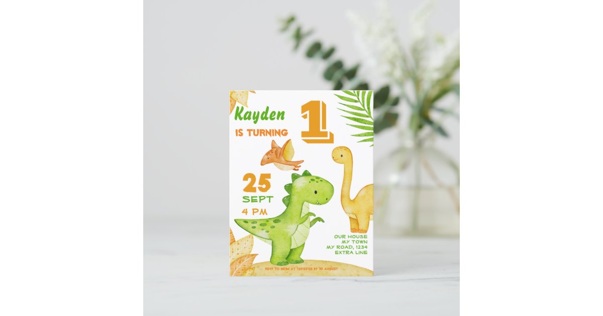 Dinosaur birthday party invite | Zazzle