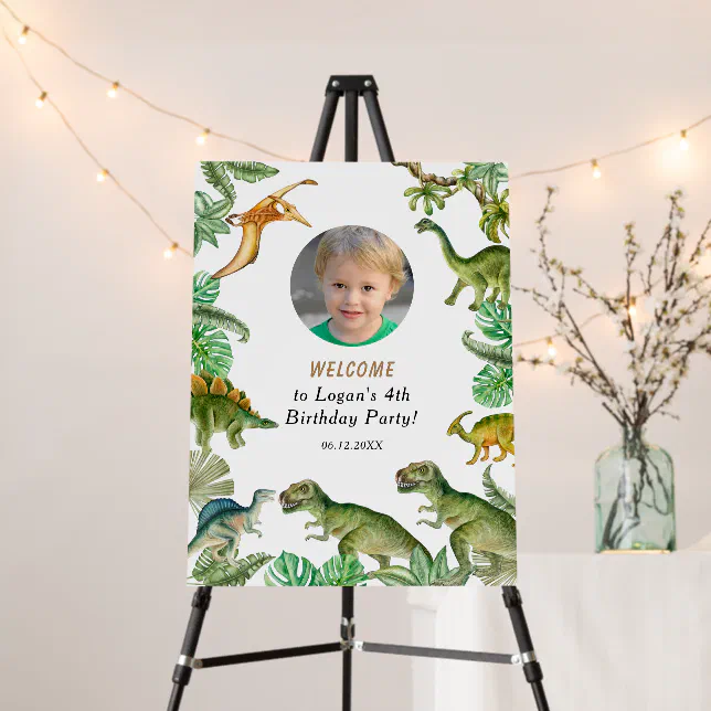 Dinosaur Birthday Party Photo Foam Board | Zazzle