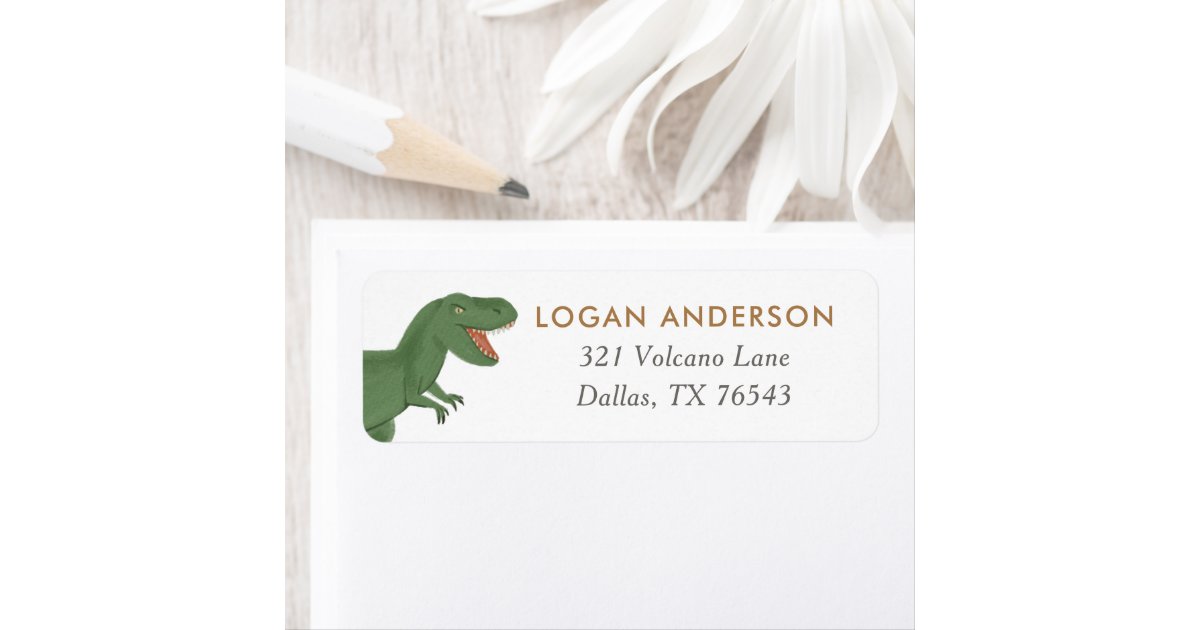 Dinosaur Birthday Party Return Address Label | Zazzle