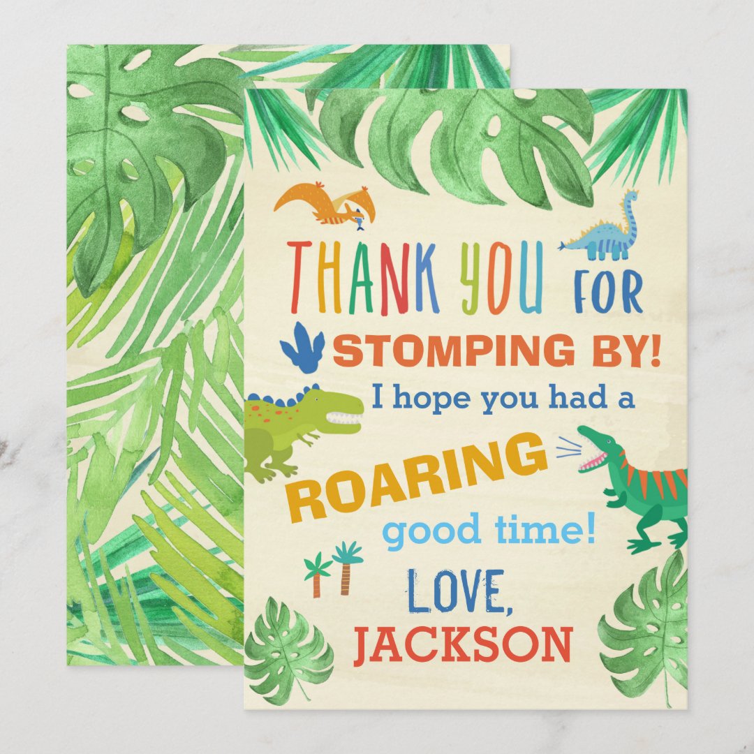 Dinosaur Birthday Party Thank You Cards | Zazzle