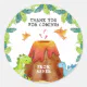 Dinosaur Birthday Party Thank You Classic Round Sticker | Zazzle