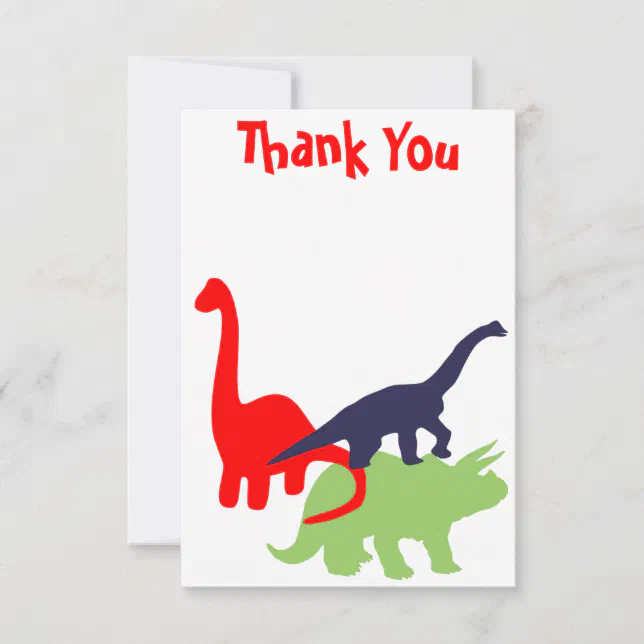 Dinosaur Birthday Party Thank You Flat Cards | Zazzle