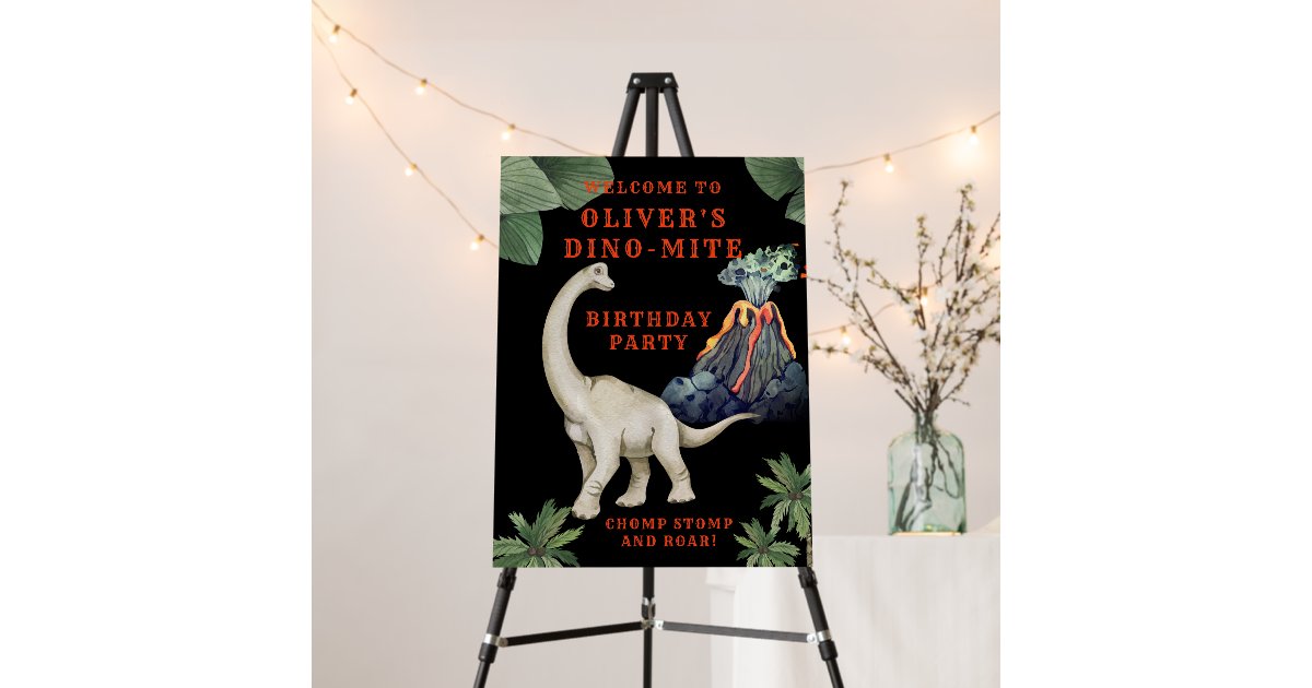 Dinosaur Birthday Party Welcome Banner Foam Board | Zazzle