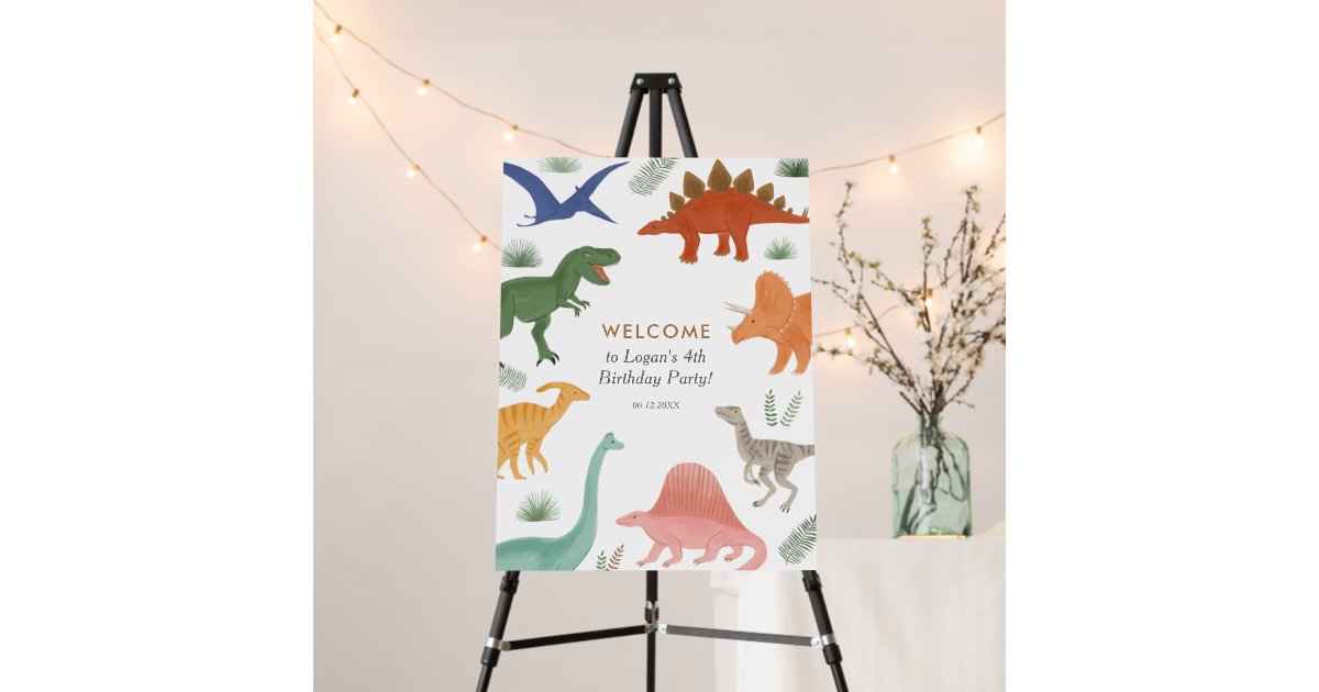 Dinosaur Birthday Party Welcome Sign | Zazzle