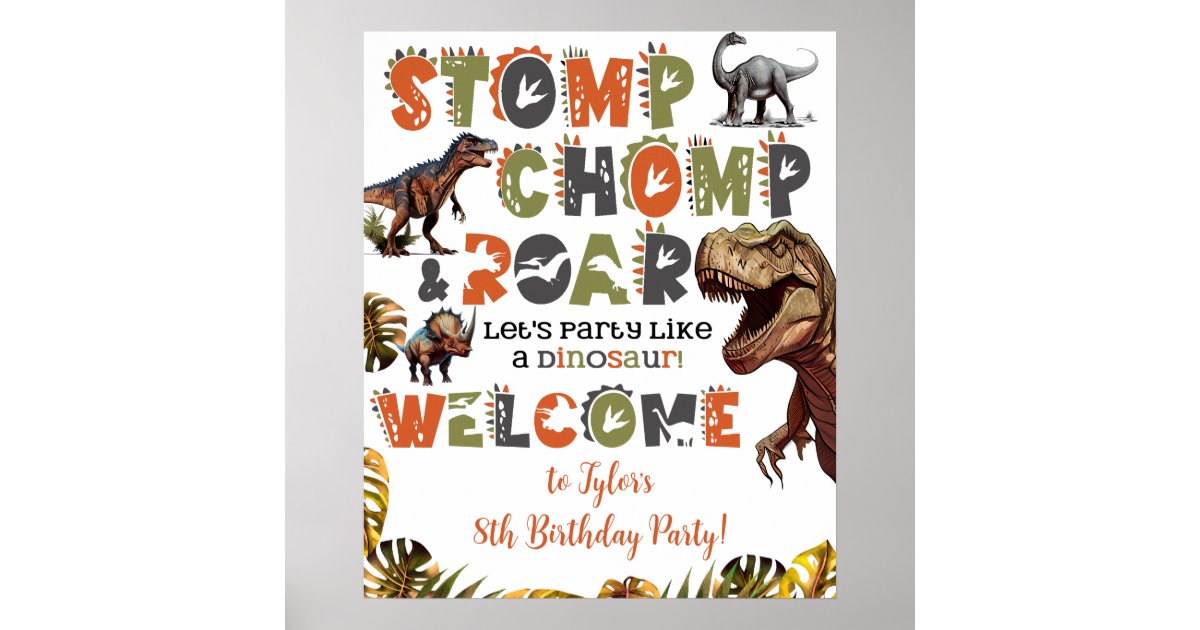 Dinosaur Birthday Party Welcome Sign | Zazzle