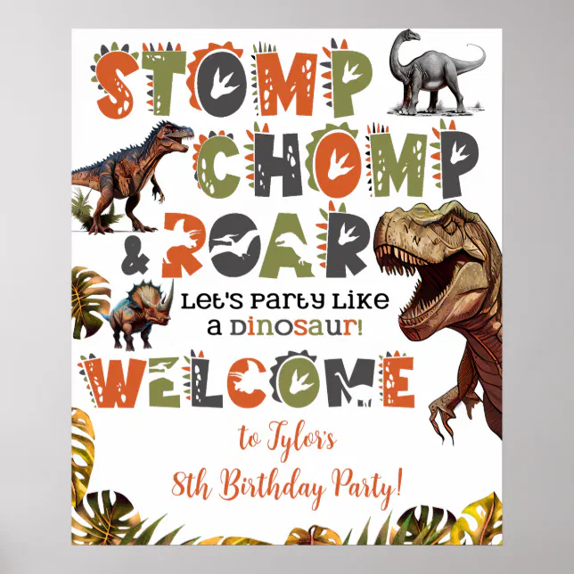 Dinosaur Birthday Party Welcome Sign | Zazzle