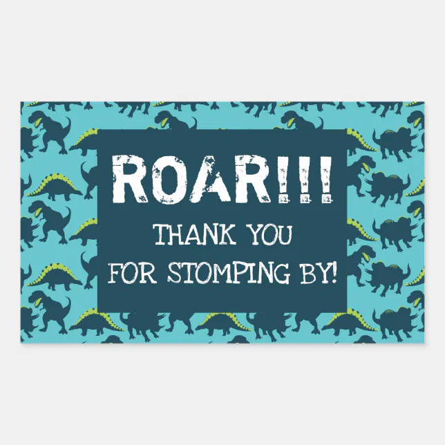 Dinosaur Birthday Thank You Stickers | Zazzle