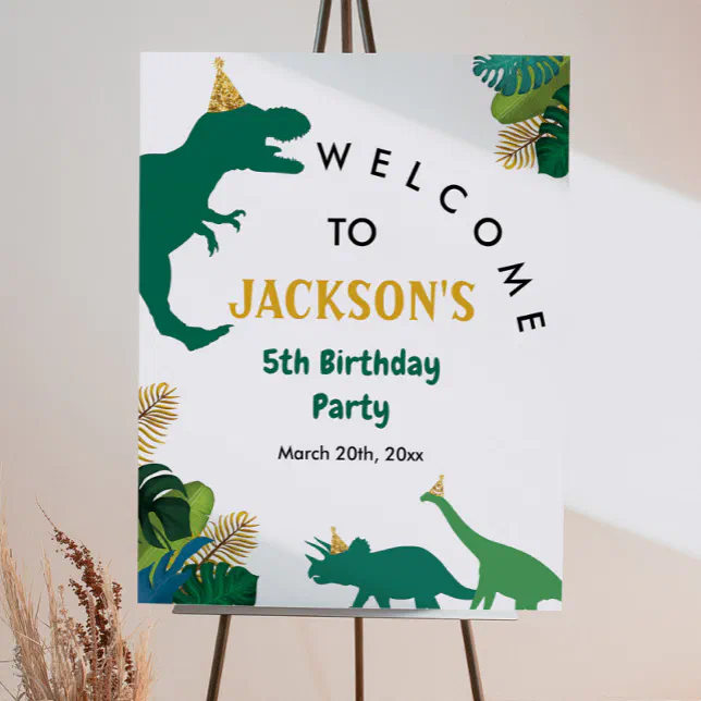 Dinosaur Birthday Welcome Sign | Zazzle