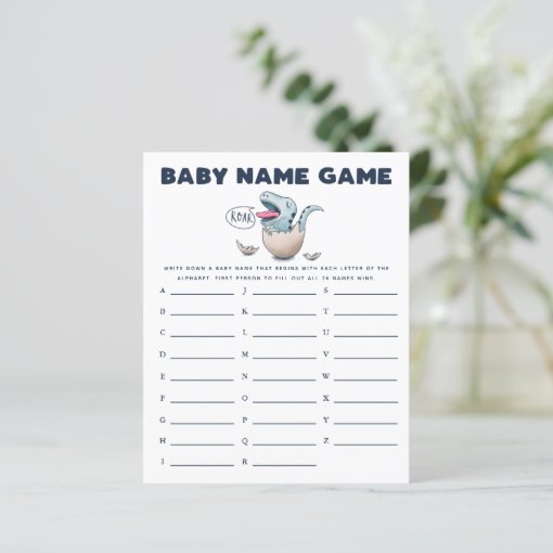 Dinosaur Boy Baby Name Shower Game | Zazzle
