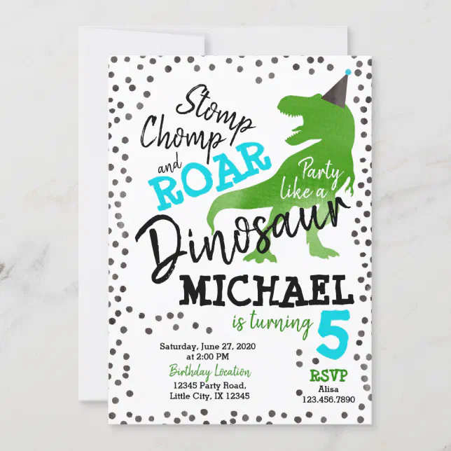 Dinosaur Boy Birthday Invitation | Zazzle