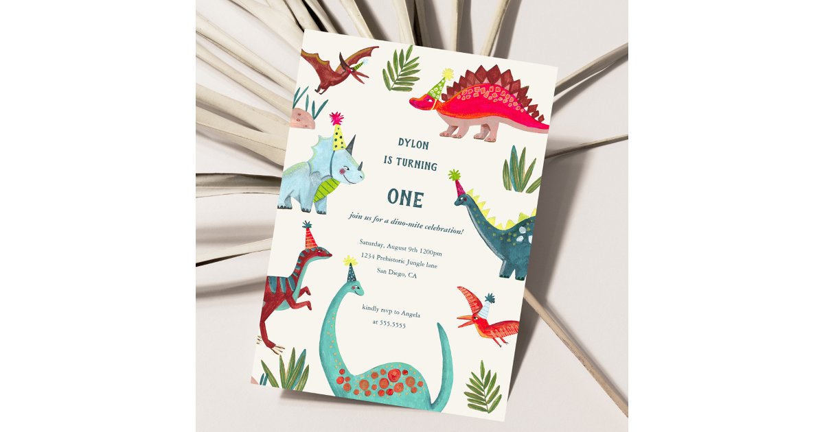 Dinosaur boy birthday party invitation | Zazzle