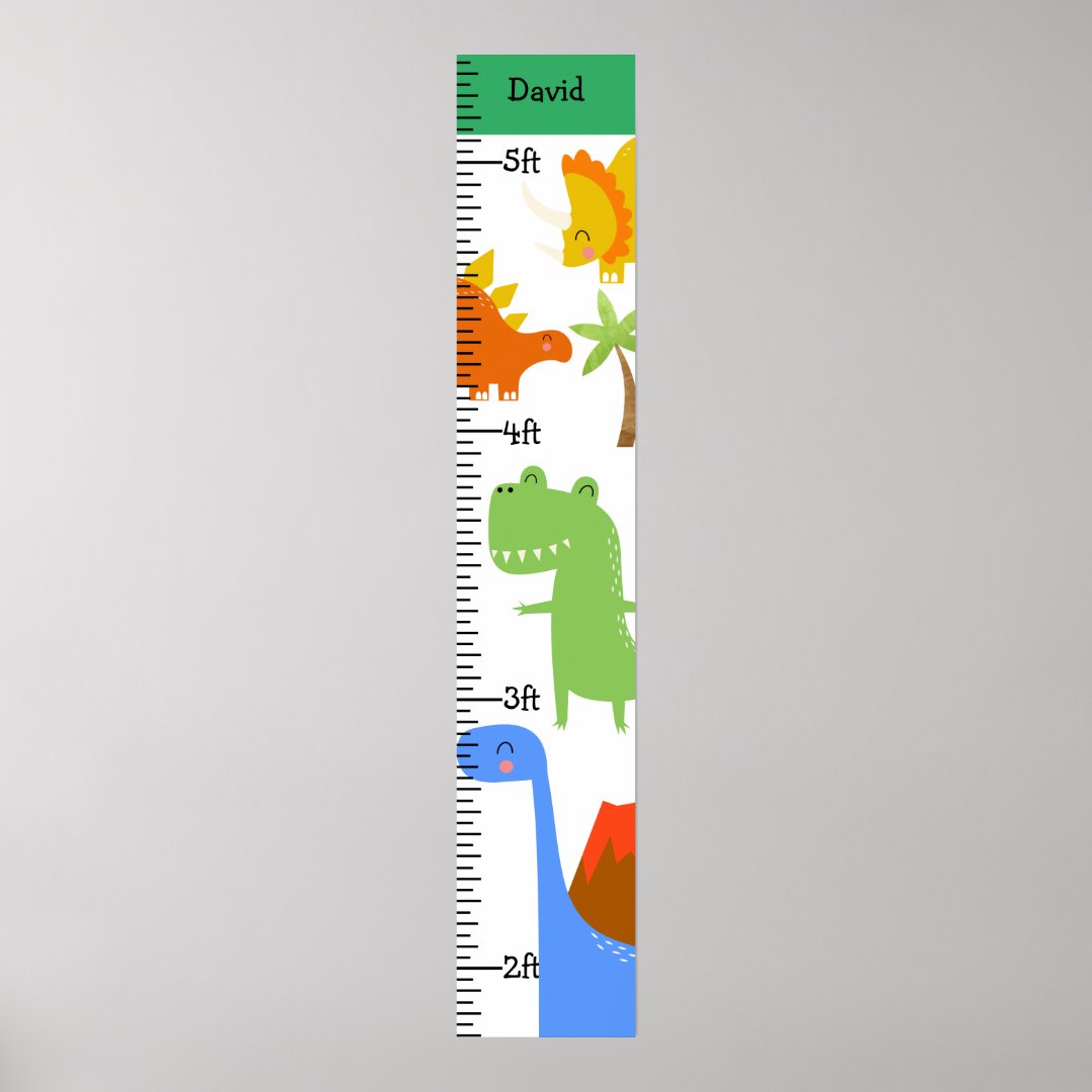 Dinosaur Boy Dino Growth Chart Personalized | Zazzle