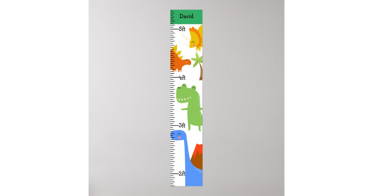 Dinosaur Boy Dino Growth Chart Personalized | Zazzle