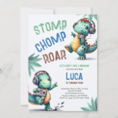 Dinosaur Break Dance Stomp Chomp Roar Boy Birthday Invitation | Zazzle