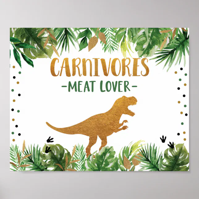 Dinosaur Carnivores Birthday Food Table Sign | Zazzle