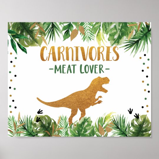 Dinosaur Carnivores Birthday Food Table Sign | Zazzle.com