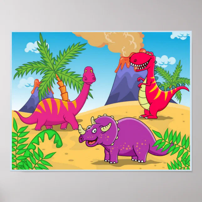 Dinosaur cartoon poster | Zazzle