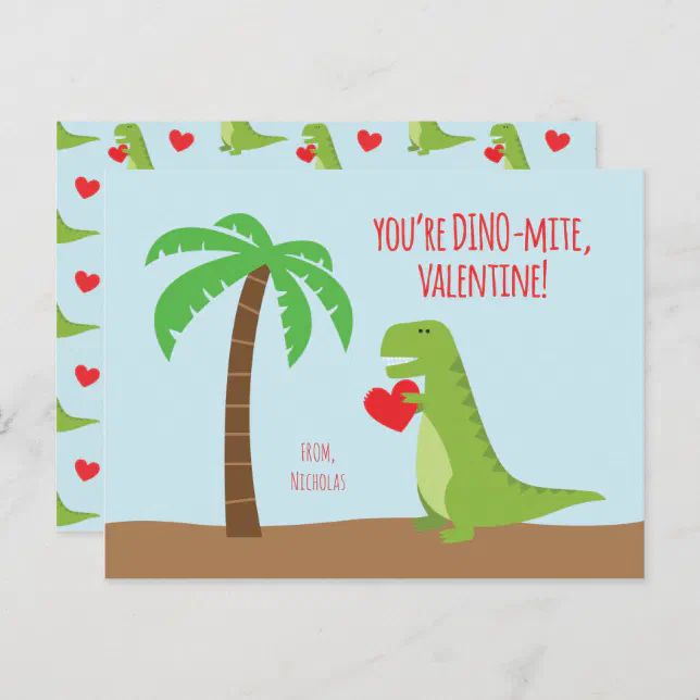 Dinosaur Class Valentines - T-Rex Holiday Postcard | Zazzle