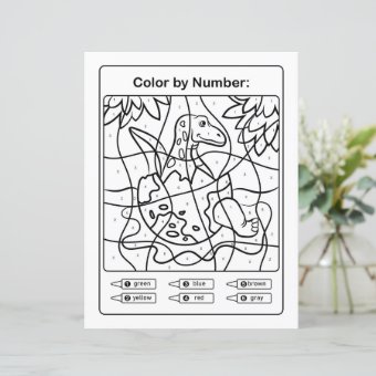 Dinosaur Coloring Page by number - Baby Dino Egg | Zazzle