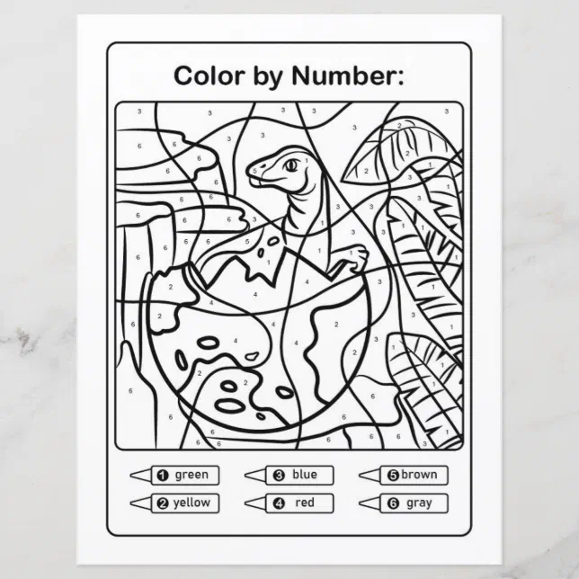 Dinosaur Coloring Page by number - Baby Dino Egg | Zazzle