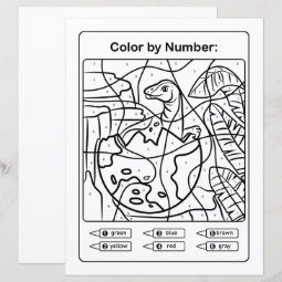 Dinosaur Coloring Page by number - Baby Dino Egg | Zazzle