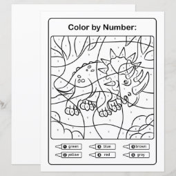 Dinosaur Coloring Page by number - Rhinoceratops | Zazzle