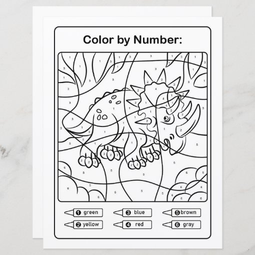 Dinosaur Coloring Page by number - Rhinoceratops | Zazzle