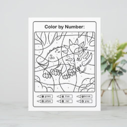 Dinosaur Coloring Page by number - Rhinoceratops | Zazzle