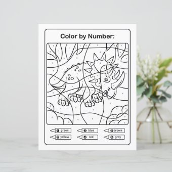 Dinosaur Coloring Page by number - Rhinoceratops | Zazzle