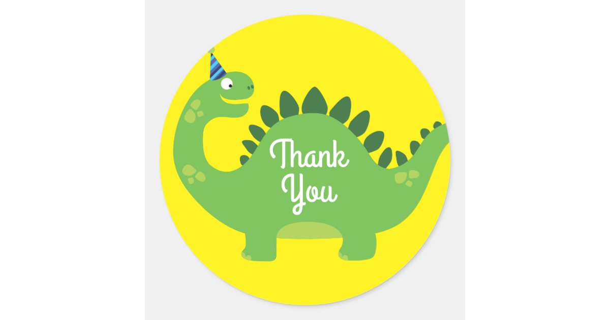 Dinosaur Cute 1st Birthday Thank You Sticker Seals | Zazzle