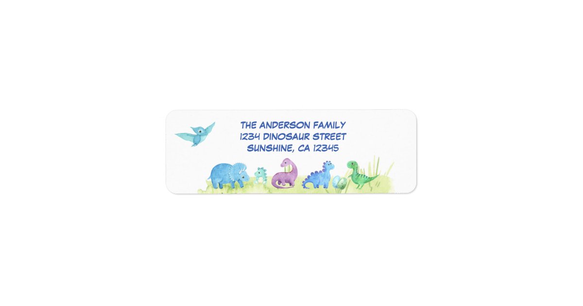 Dinosaur Cute Party Return Address Label | Zazzle