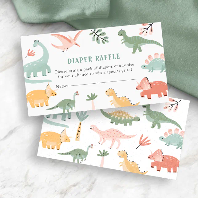 Dinosaur Diaper Raffle Enclosure Card | Zazzle