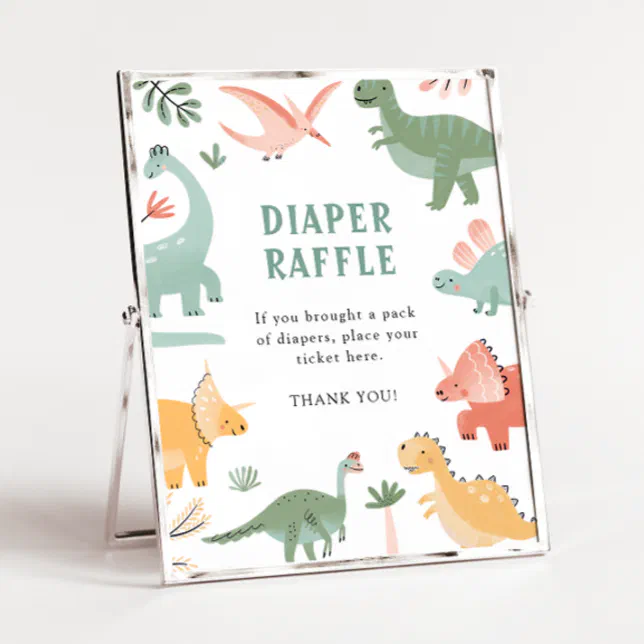 Dinosaur Diaper Raffle Poster | Zazzle