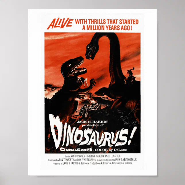 Dinosaur, Dino, Saurus Vintage Retro Cinema Poster | Zazzle