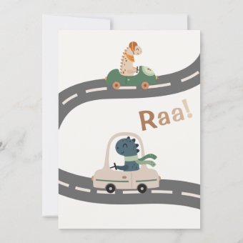 Dinosaur Driver Party Animals Kids Birthday Invitation | Zazzle