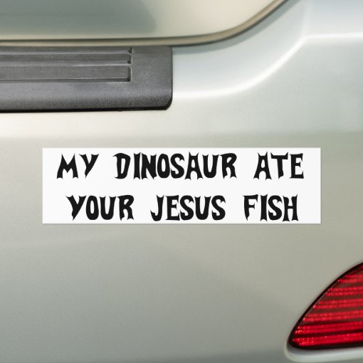 Dinosaur Eats Jesus Fish Bumper Sticker | Zazzle