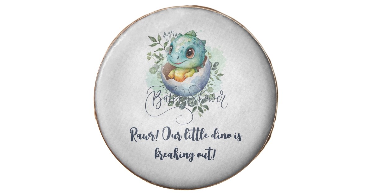 Dinosaur Egg Cute Watercolor Leaves Baby Shower Chocolate Covered Oreo ...