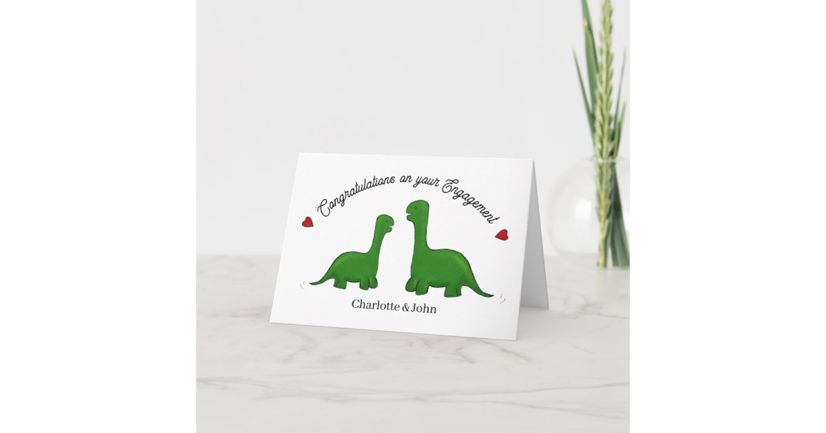 Dinosaur engagement congratulations card | Zazzle